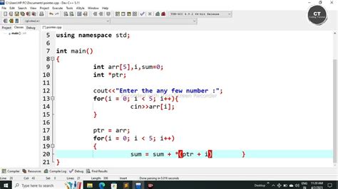 Write C Program To Sum Of Array Elements Using Pointers
