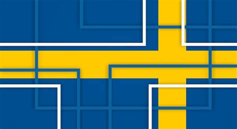 Premium Vector Abstract Geometric Square Stripes Lines Papercut Background With Flag Of Sweden