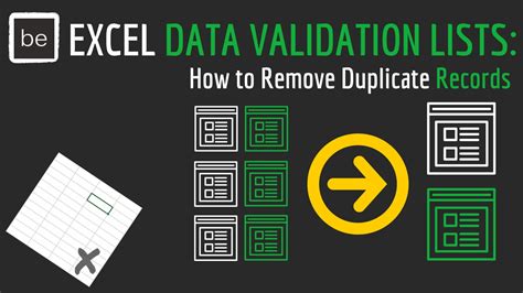 Dynamic Excel Data Validation Lists How To Remove Duplicate Records Youtube