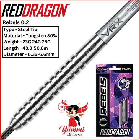 Red Dragon Darts Steel Tip Dart Rebel 02 Steel Tip 23g 24g 25g