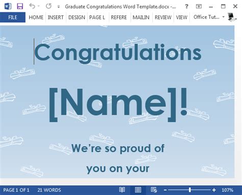 Free Graduation Congratulations Card Template For Word
