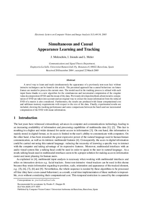 Pdf Simultaneous And Causal Appearance Learning And Tracking