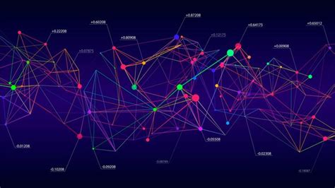 네트워크 연결 구조 블록 체인 기술 개념 점과 선을 가진 디지털 배경 빅 데이터 시각화 인공지능 ⁇ 터 일러스트레이션 프리미엄 벡터
