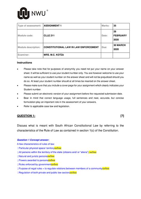 Clle 211 Assignment 1 Memo 2020 Type Of Assessment Assignment 1