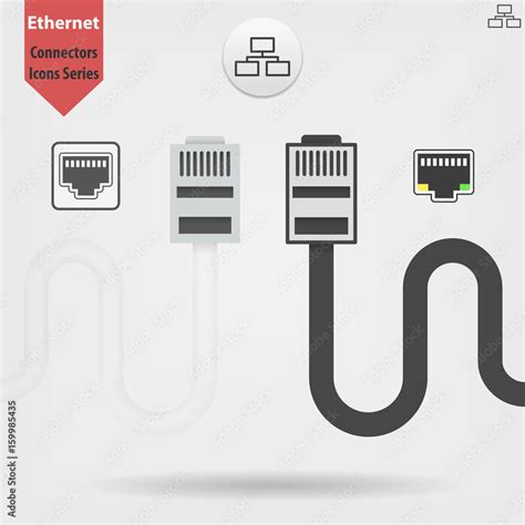 Ethernet Cable And Port Isolated Vector Black And White Icons Network Socket Icons Ethernet