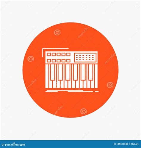 Synth Keyboard Midi Synthesiser Synthesizer White Glyph Icon In Circle Vector Button