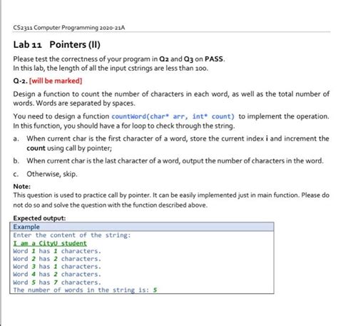 Solved CS2311 Computer Programming 2020 21A Lab 11 Pointers Chegg