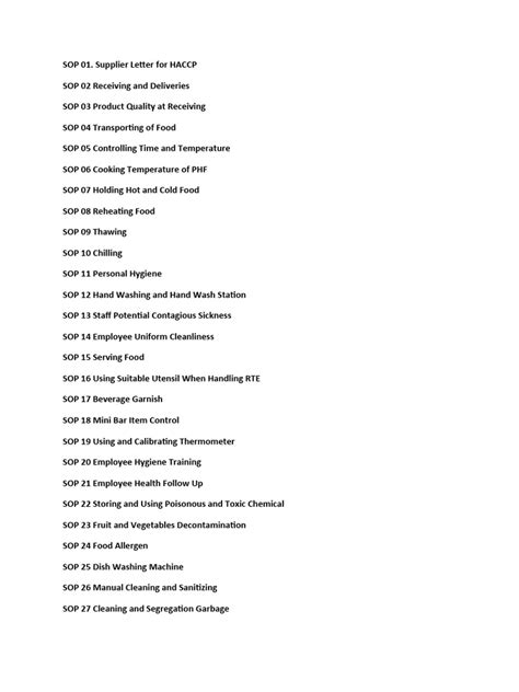 Haccp Sop 2015 Tuv Pdf Thermometer Hand Washing