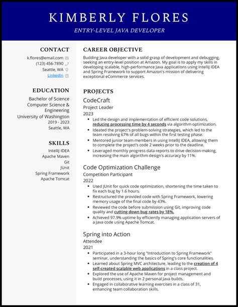 5 Entry Level Java Developer Resume Examples For 2025