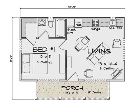 Cottage Adu Plan 1 Bed 1 Bath 476 Sq Ft Golden State Adus