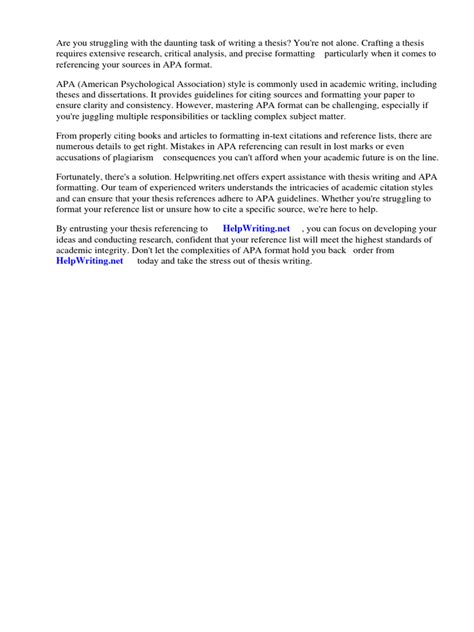 How To Write Thesis Reference In Apa Format Pdf Citation Apa Style