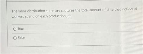 Solved The Labor Distribution Summary Captures The Total