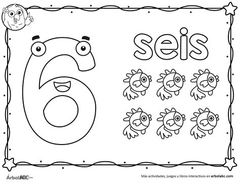 Número 6 Para Colorear Árbol Abc Algebra Disney Mickey Mouse School