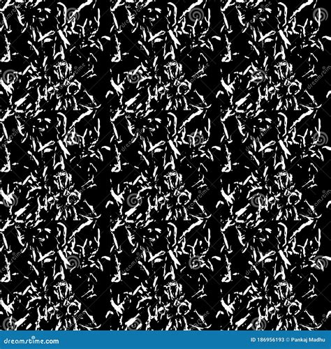 White Messy Texture Seamless Pattern On Black Backgroundsimple Black And White Seamless