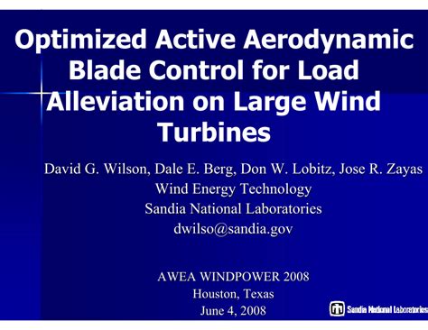 Pdf Optimized Active Aerodynamic Blade Control For Load Alleviation On Large Wind Turbines