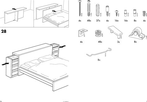 Ikea Malm 3 Piece Headboard Bed Shelf Set Queen Assembly Instruction