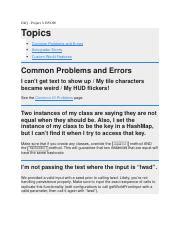 Troubleshooting Common Errors And Problems In BYOW Project FAQ Course Hero