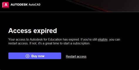 Autodesk 제품에 로그인할 때 교육용 오토데스크에 대한 액세스 권한이 만료되었습니다 오류 발생