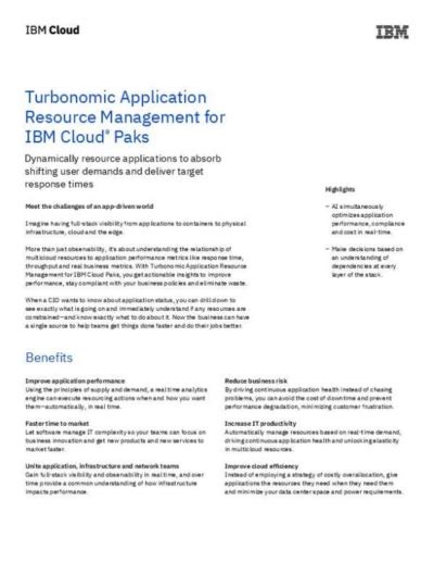 Turbonomic Application Resource Management For Ibm Cloud Paks Ati