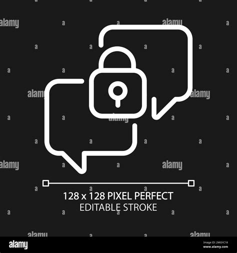 Confidential Conversation Pixel Perfect White Linear Icon For Dark