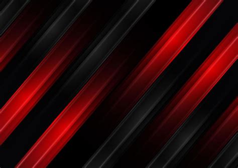 Abstract Red And Grey Gradient Geometric Diagonal Overlapping On Black Background With Copy