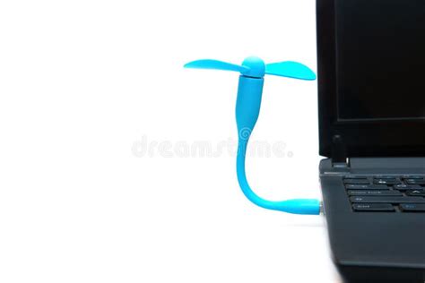 Adjustable Mobile Usb Fan Connected To A Laptop Stock Photo Image Of Mini Cooling