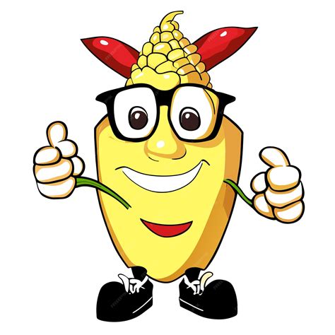 Cute Corn Wearing Glasses With Thumbs Up Cartoon Vector Icon