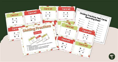 Dividing Fractions Task Cards Teach Starter