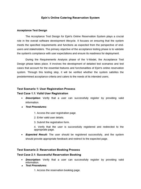 Acceptance Test Design Pdf Business Systems Engineering