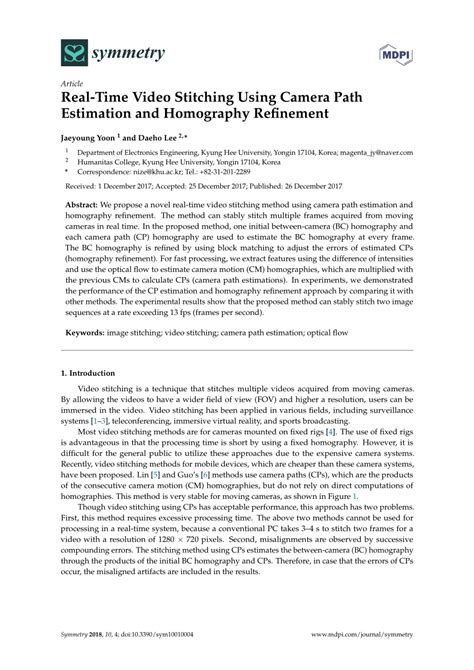 Pdf Real Time Video Stitching Using Camera Path Estimation And