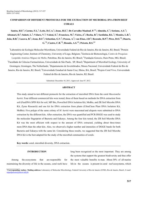 Pdf Comparison Of Different Protocols For The Extraction Of Microbial