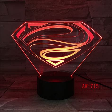 3d Led Dc Superman Logo Symbol Light Night Desk Table Lamp 7 Color Cha