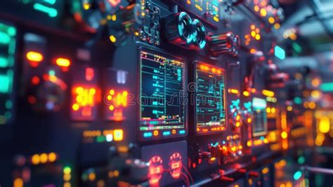 An Intricate View Of A Control Panel Filled With Bright Flashing Indicators And Digital Readouts