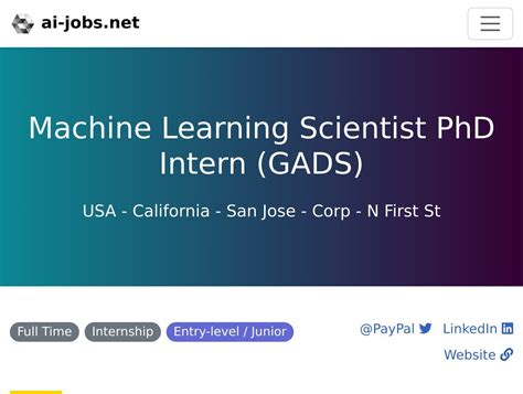 Hiring Machine Learning Scientist Phd Intern Gads In Usa