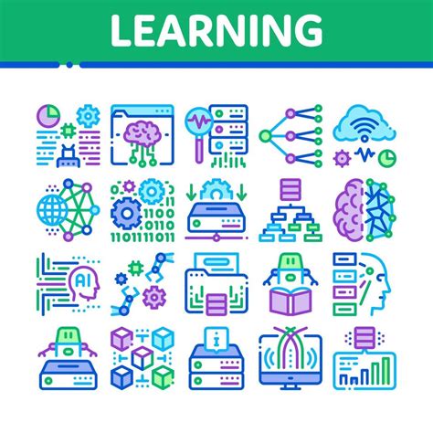 Machine Learning Ai Collection Icons Set Vector 17433409 Vector Art At Vecteezy
