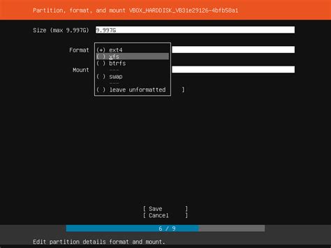 เลอก Root File System ใหเปนแบบ xfs ตอนตดตง Ubuntu 18 04
