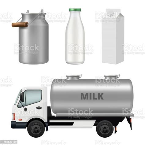 우유 용기 유리 병 금속 캔 농장 산업에서 유제품에 대 한 괜찮은 벡터 현실적인 우유 식품 0명에 대한 스톡 벡터 아트 및 기타