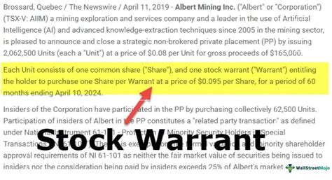 Stock Warrant What Is It Explained Example Taxation