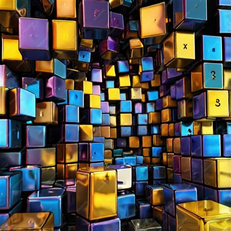 Futuristic Abstract Cubic Array In Red And Blue Premium Ai Generated Image