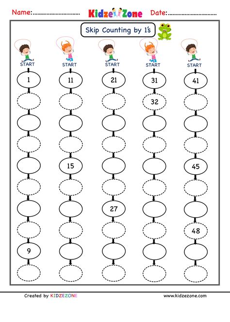 Grade 1 Math Number Worksheets Skip Counting By 1 Practice 21