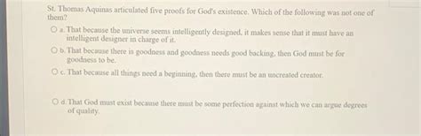 St Thomas Aquinas Articulated Five Proofs For Gods