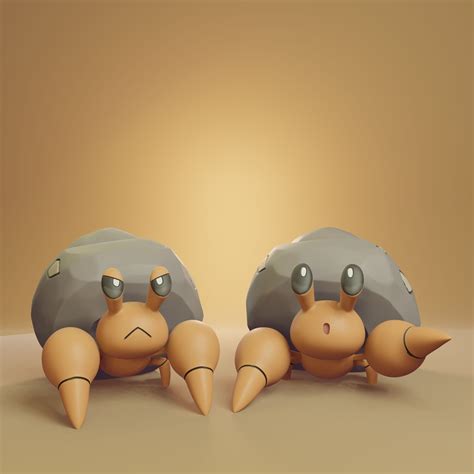 Stl File Pokemon Dwebble With 2 Poses・model To Download And 3d Print