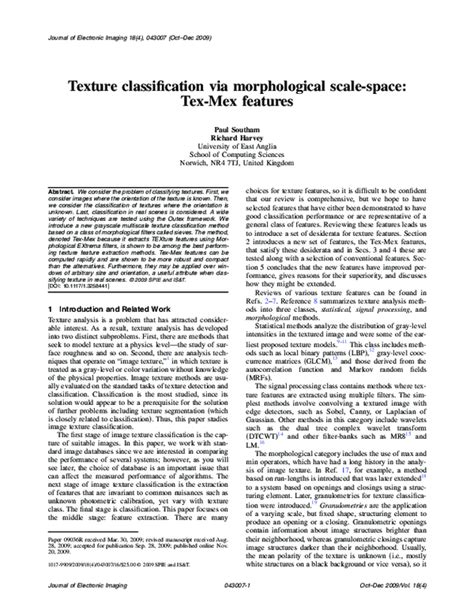 Pdf Texture Classification Via Morphological Scale Space Tex Mex