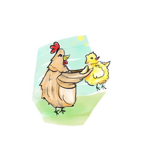 Иллюстрация Мама курица и цыплёнок в стиле компьютерная графика