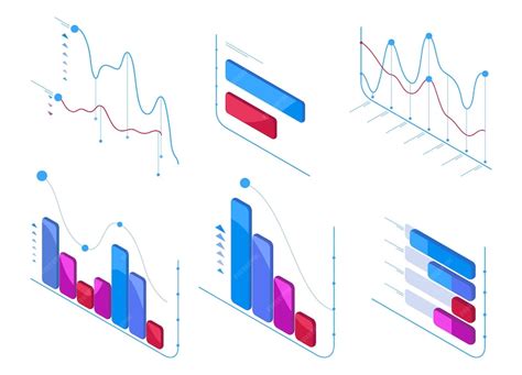 Premium Vector Isometric Data Analysis Charts Statistic Diagram 3d Futuristic Chart Elements