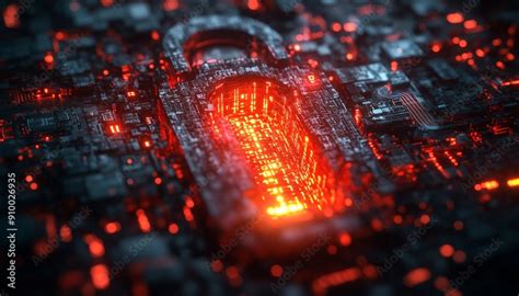 Advanced Cybersecurity Visualization Digital Lock With Embedded Binary Code And Interactive