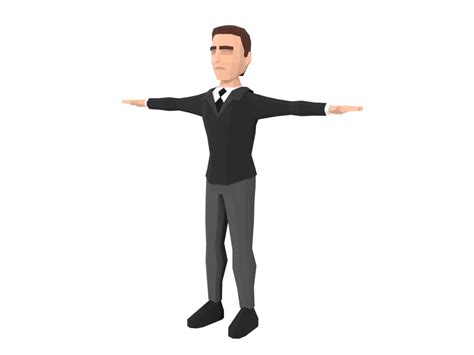 Low Poly Business Elegant Man 3d Rigged Model 3d Model 5 Obj Dae