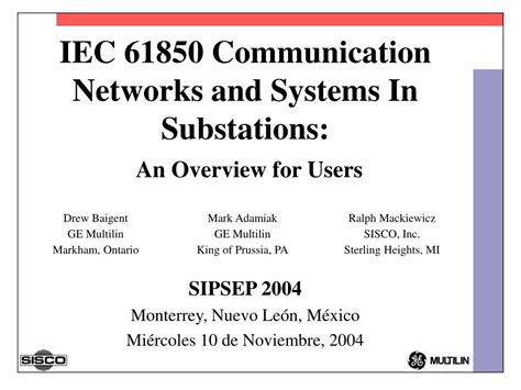 Ppt Iec 61850 Communication Networks And Systems In Substations An Overview For Users