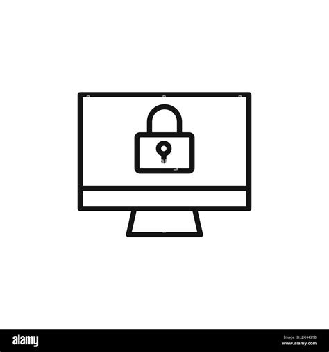 Iot Security Icon Logo Sign Vector Outline In Black And White Color