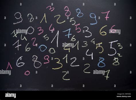 Graphic Representation With Chalk On Blackboard With Colorful Numbers